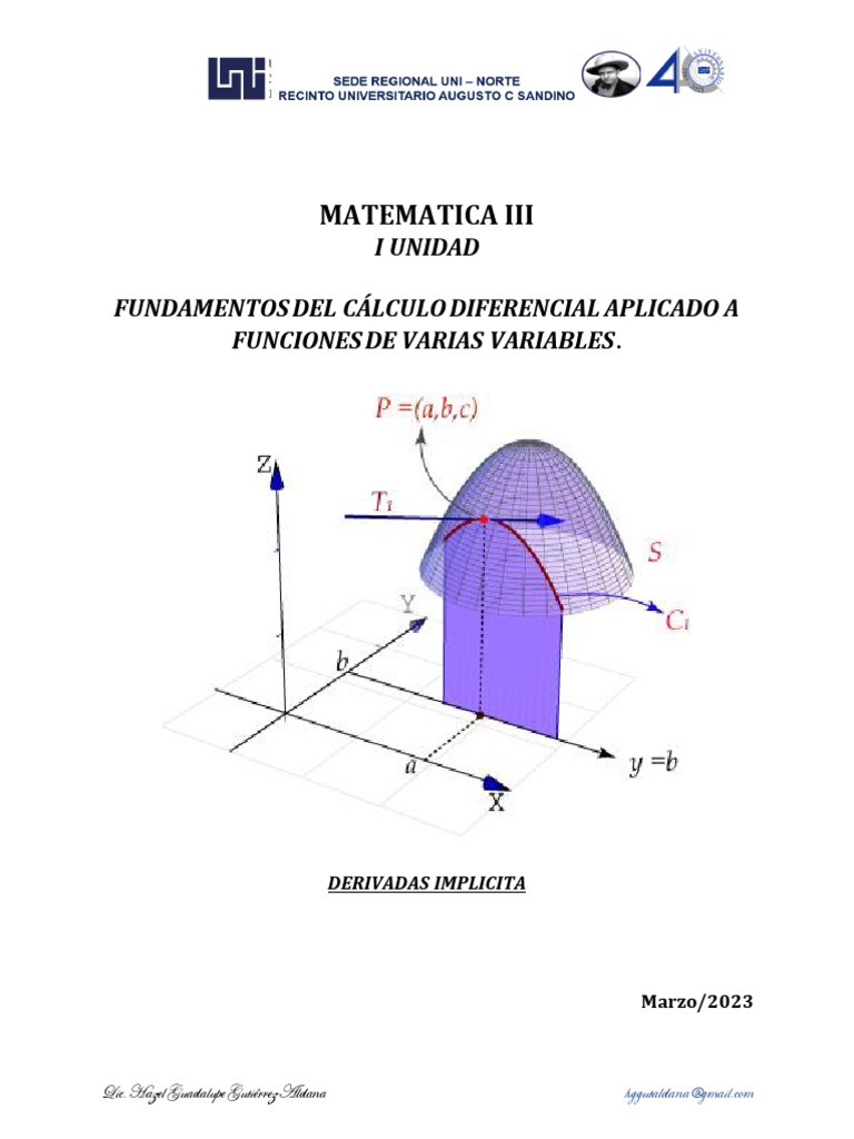 4. Unidad i Derivada Implicita (Jacobiano) | PDF | Función (Matemáticas ...