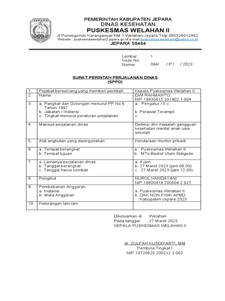 SPPD Sekolah 2023 | PDF