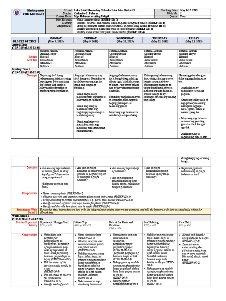 Kindergarten-DLL-MELC-Q4-Week 2 | PDF