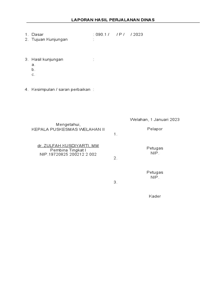Laporan Hasil Perjalanan Dinas 2023 | PDF