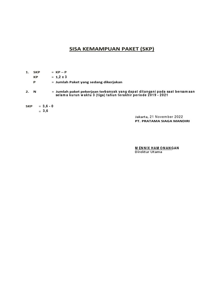 Sisa Kemampuan Paket (SKP) | PDF