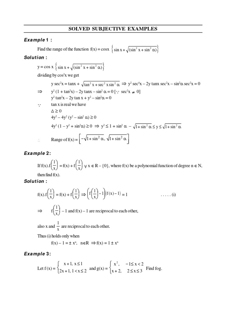 Function-02 - Solved Example | PDF | Function (Mathematics ... Function-02 - Solved Example | PDF | Function (Mathematics ...