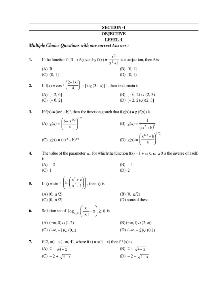 Function-04 - Exercise - 1 | PDF | Function (Mathematics) | Elementary Mathematics