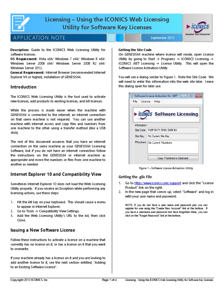 Using ICONICS Web Licensing Utility For Software License V10 | PDF ...