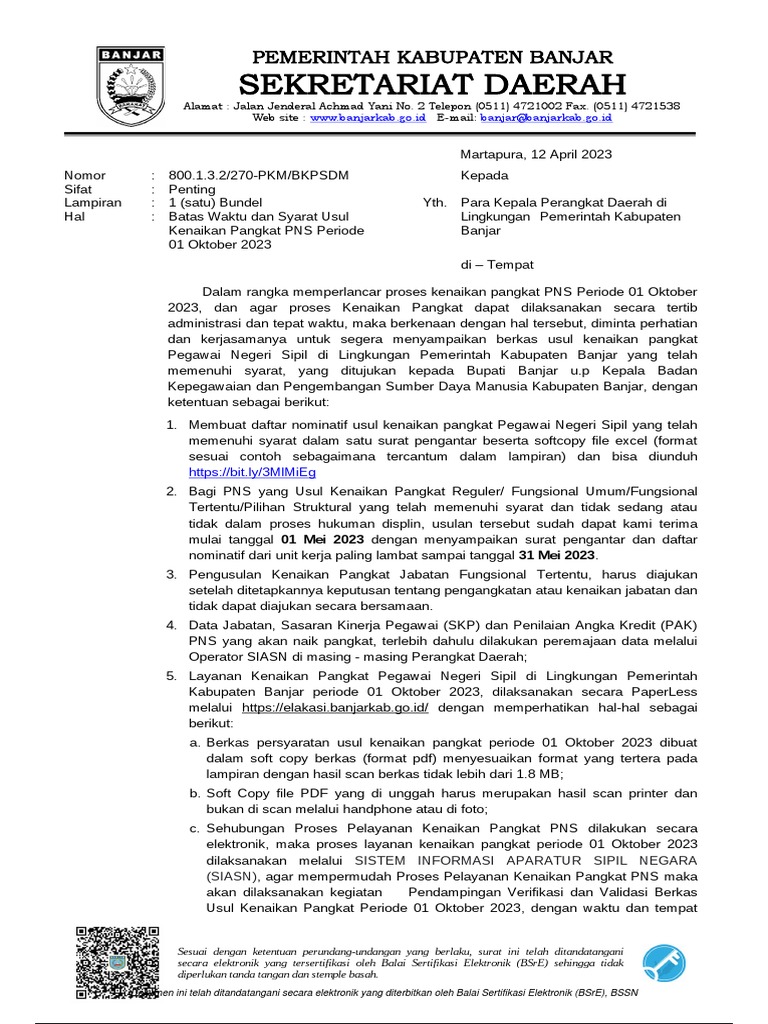 Surat Edaran Pangkat | PDF