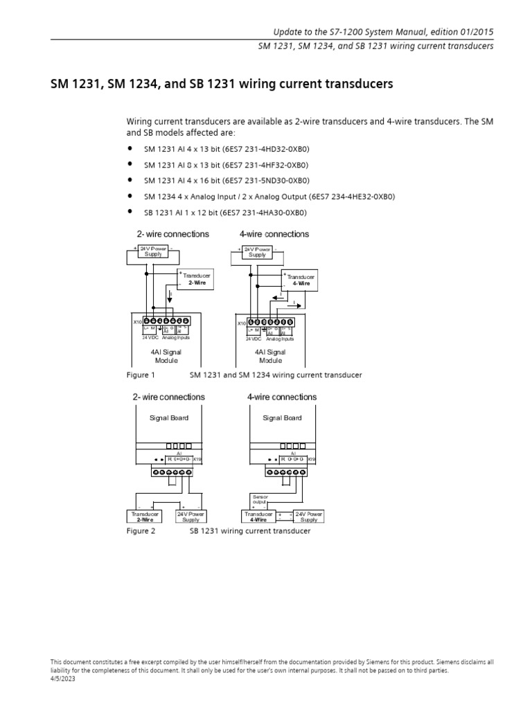 Update To The S7-1200 System Manual, Edition 01 - 2015 - SM 1231, SM ...