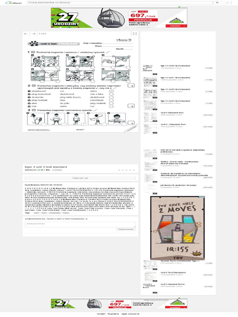 Tiger 3 Unit 3 Test Standard Pobierz Pdf Z Docer Pl Pdf