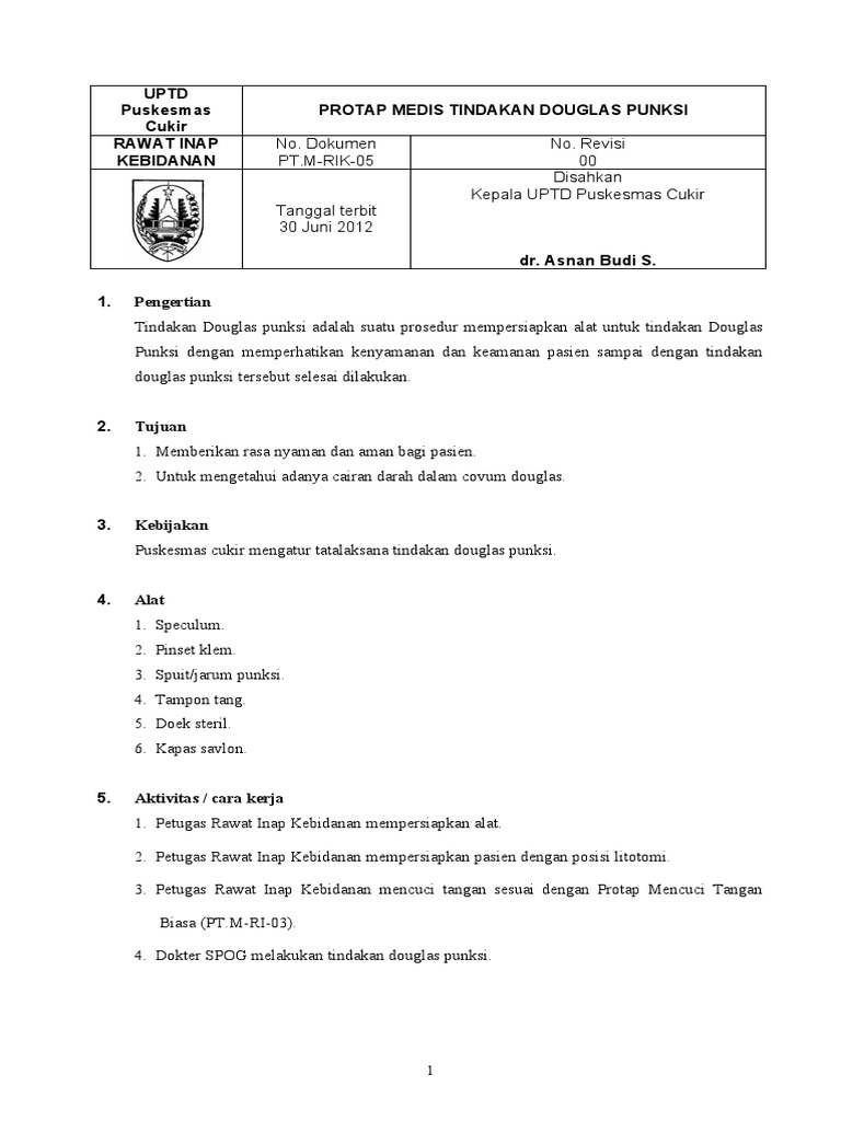 Pt.m-Rik-05 Protap Medis Tindakan Douglas Punksi | PDF