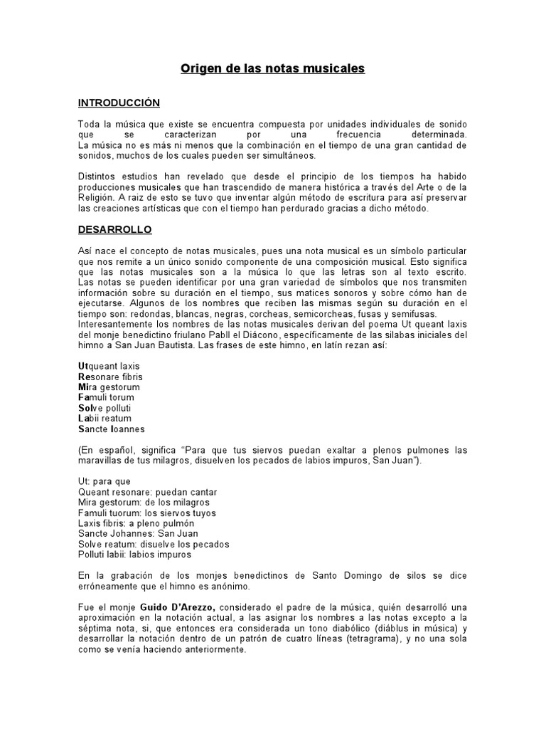 Origen de las Notas Musicales | PDF | Composiciones Musicales ...