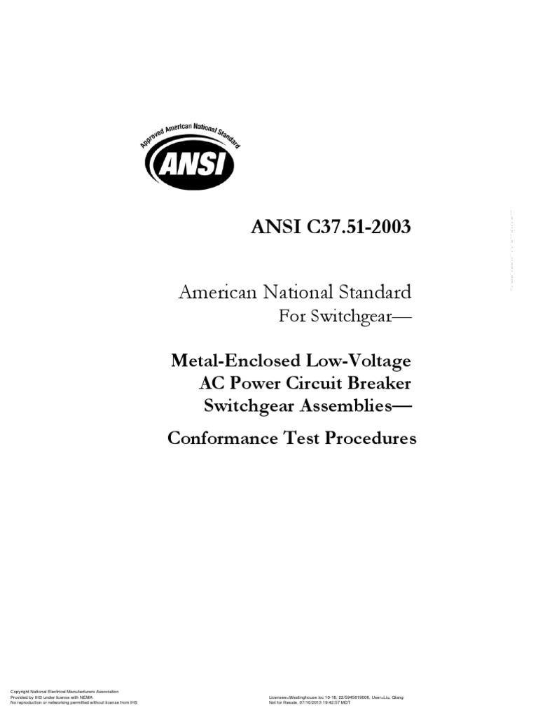 ANSI C37 51 2003 Metal Enclosed Low Voltage AC Power Circuit Breaker ... ANSI C37 51 2003 Metal Enclosed Low Voltage AC Power Circuit Breaker ...