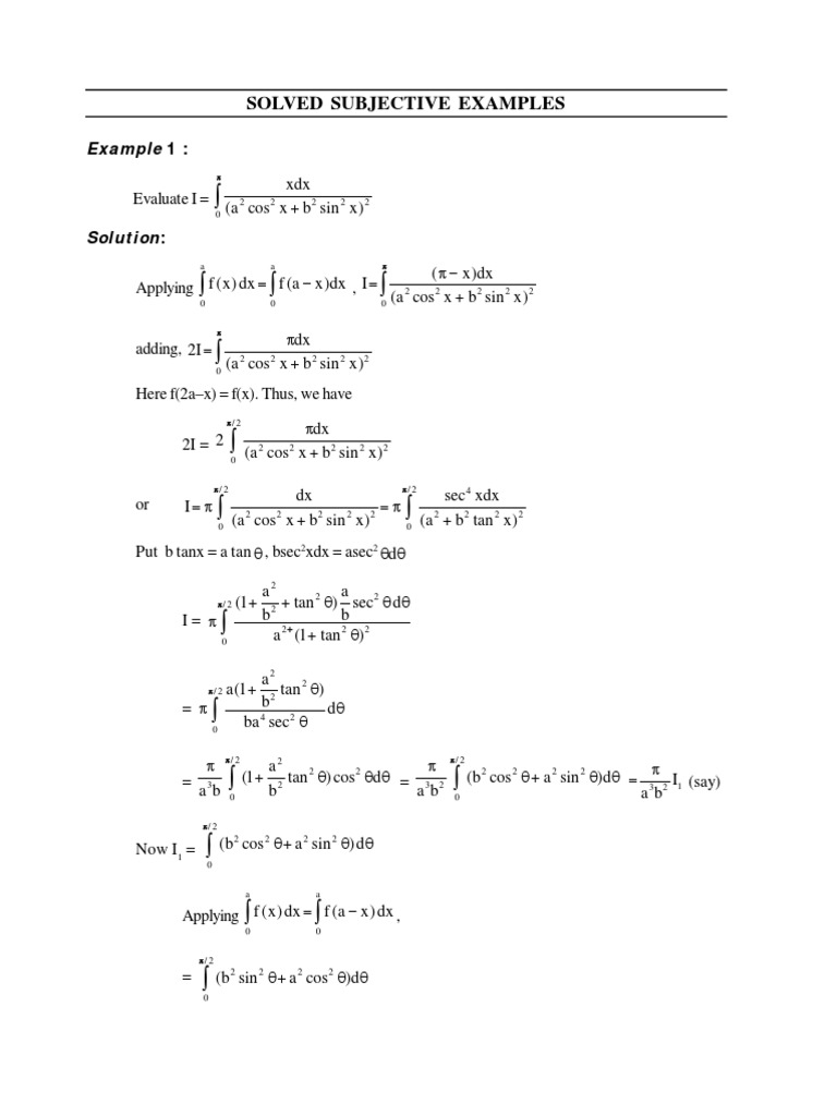 Definite Integration-02 - Solved Example | PDF | Maxima And Minima | Integral