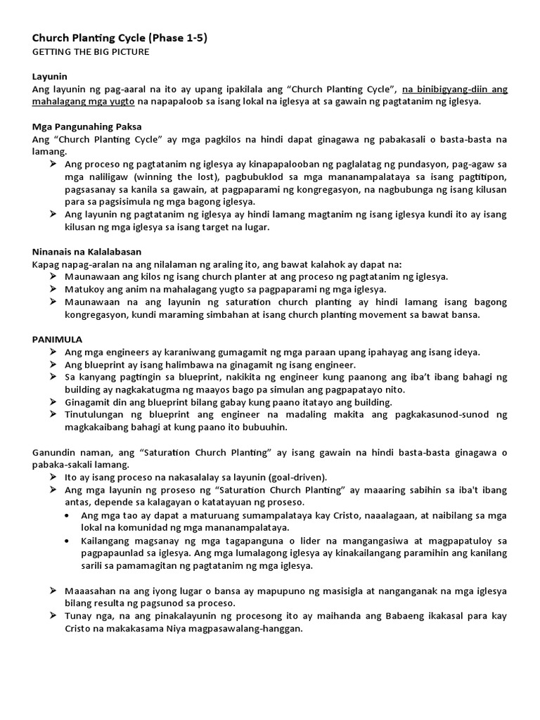 Church Planting Cycle - Tagalog - English - A4 | PDF
