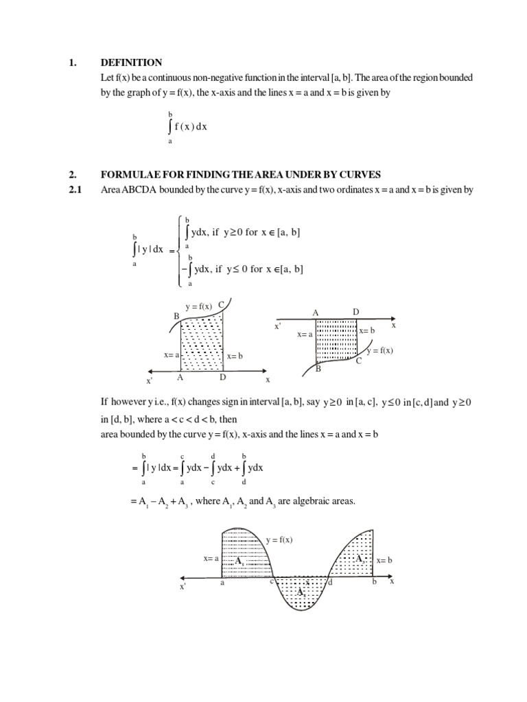 21-Area Under Curve-01 - Theory | PDF | Cartesian Coordinate System ...