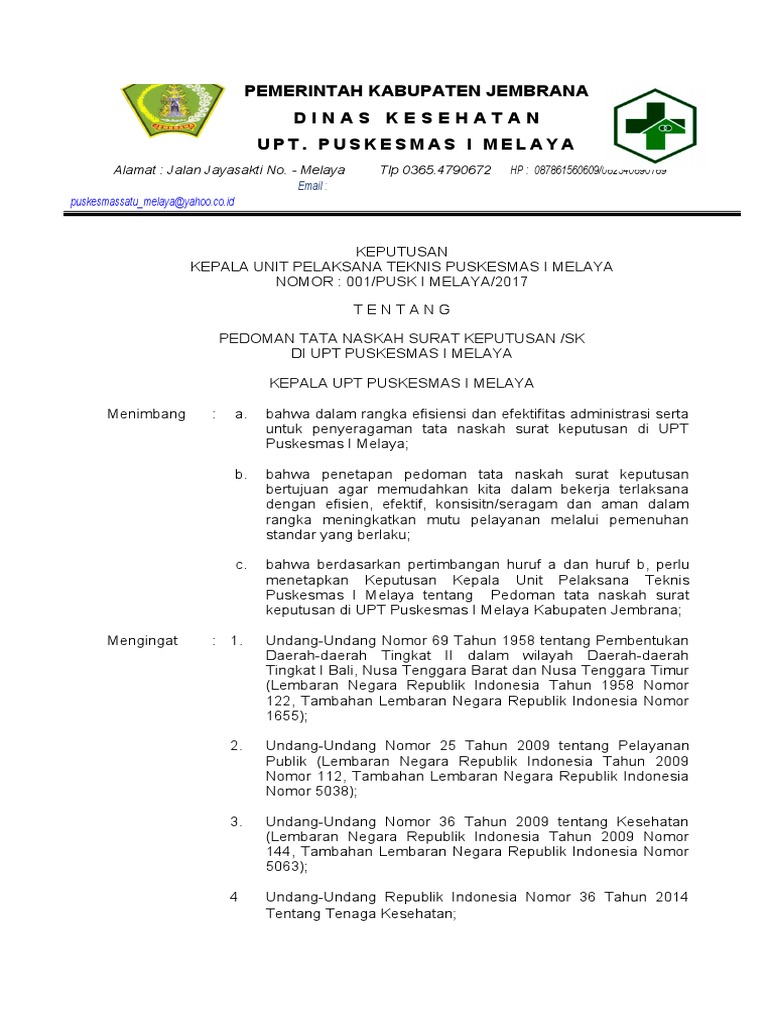 SK Pedoman Pembuatan SK 17 | PDF