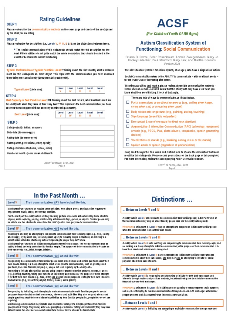 ACSF Tool and Guide 2021 (English) - 11oct2021 | PDF | Autism Spectrum ...