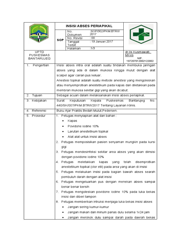 9.2.2.1 Sop Insisi Abses Periapikal | PDF