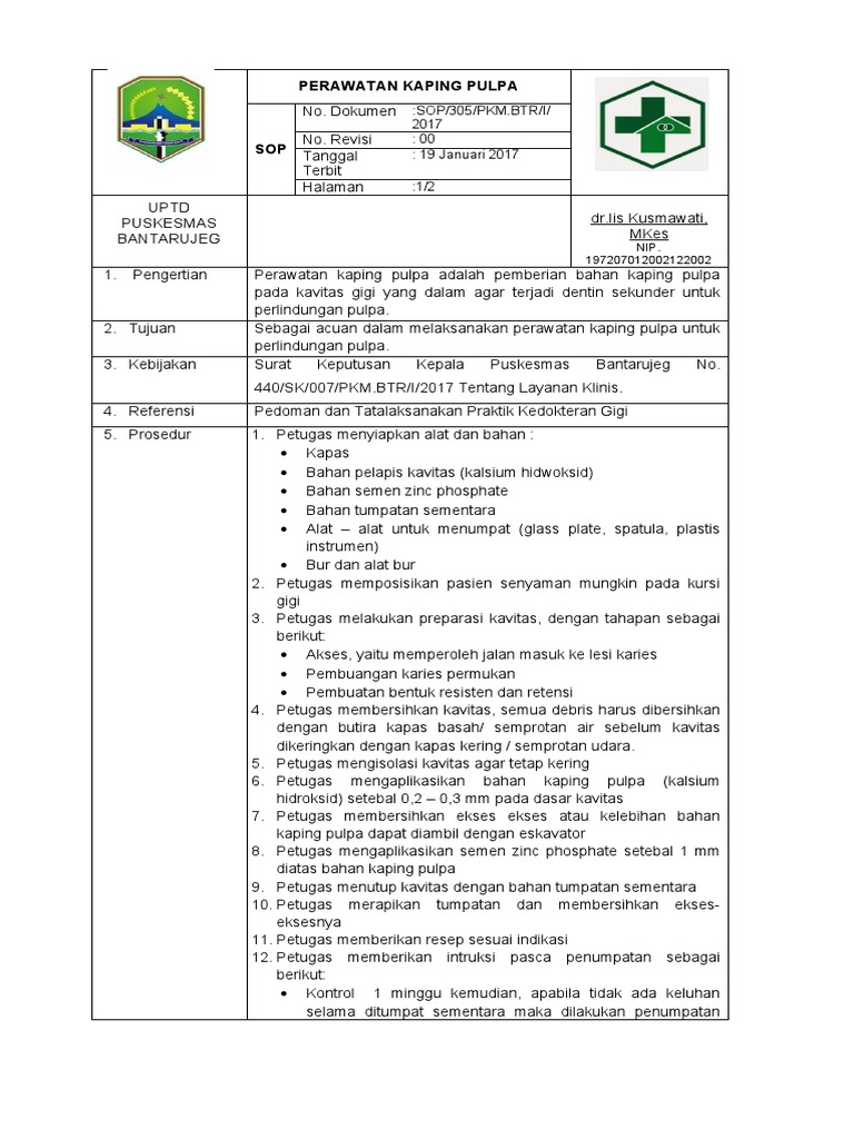 9.2.2.1 SOP KAPING PULPA | PDF