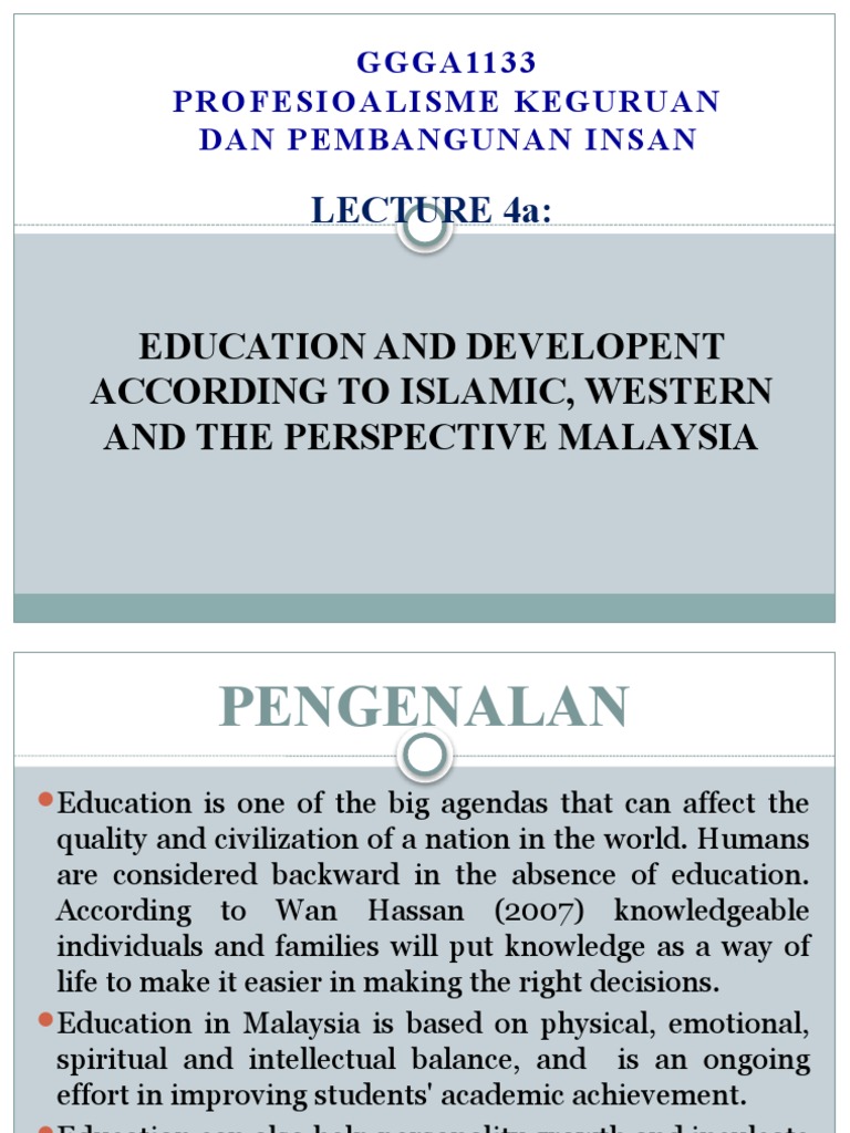 LECTURE 4a.pendidikan Mengikut Perspektif Islam, Barat Dan Malaysia | PDF | Constructivism ...