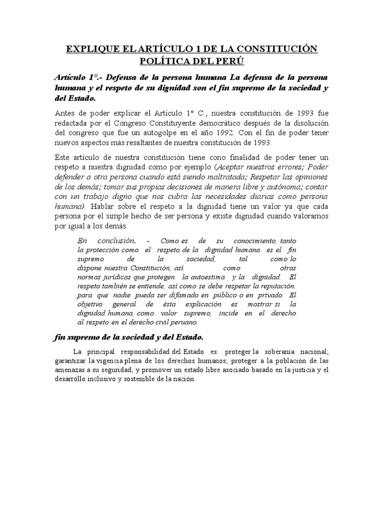 Explicación del Artículo 1 de la Constitución | PDF