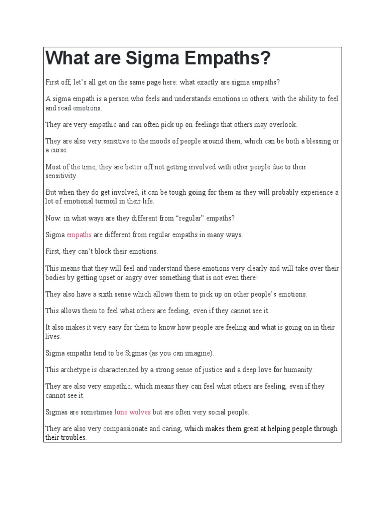 What Are Sigma Empaths | PDF | Empathy | Feeling