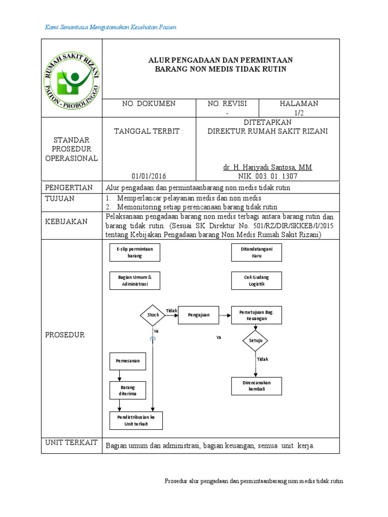 24 SPO Alur Pengadaan Barang Non Medis | PDF 24 SPO Alur Pengadaan Barang Non Medis | PDF