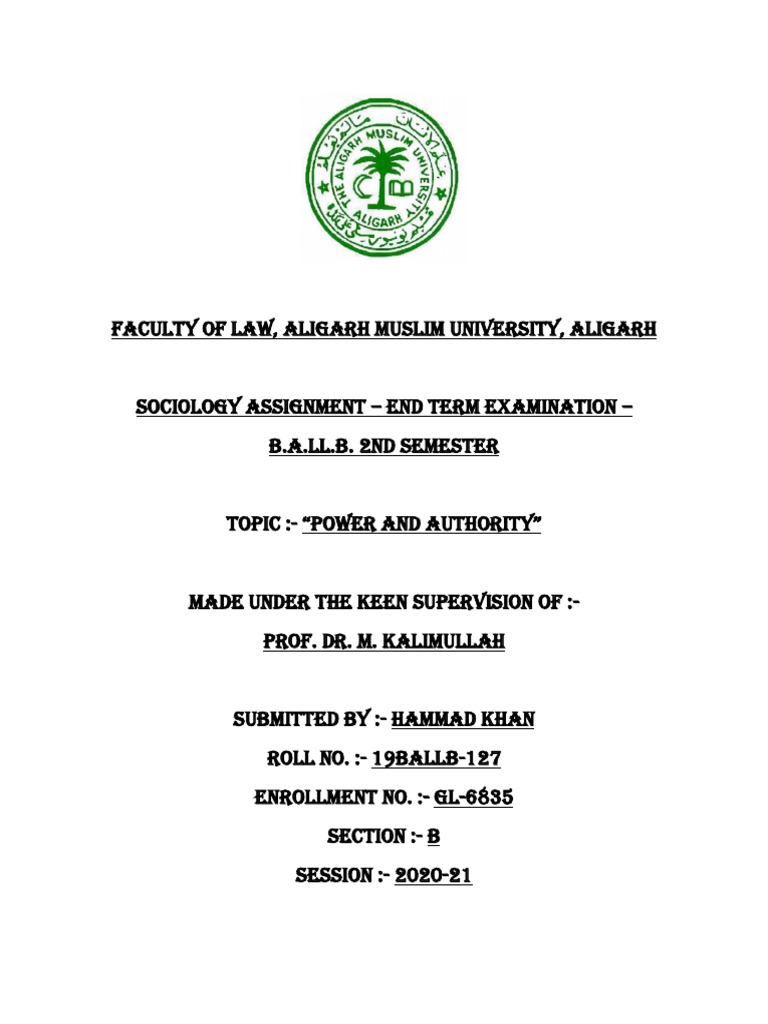 Sociology Assignment For End Term - BALLB 2nd Semester | PDF | Power ...