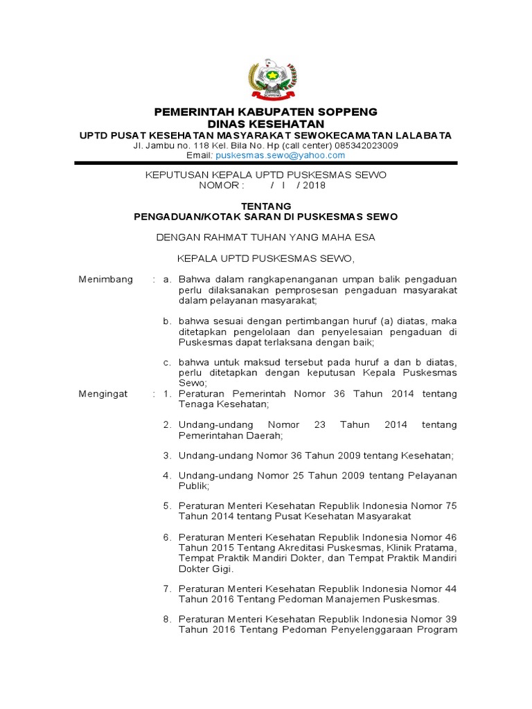 SK Pengaduan , Kotak Saran | PDF