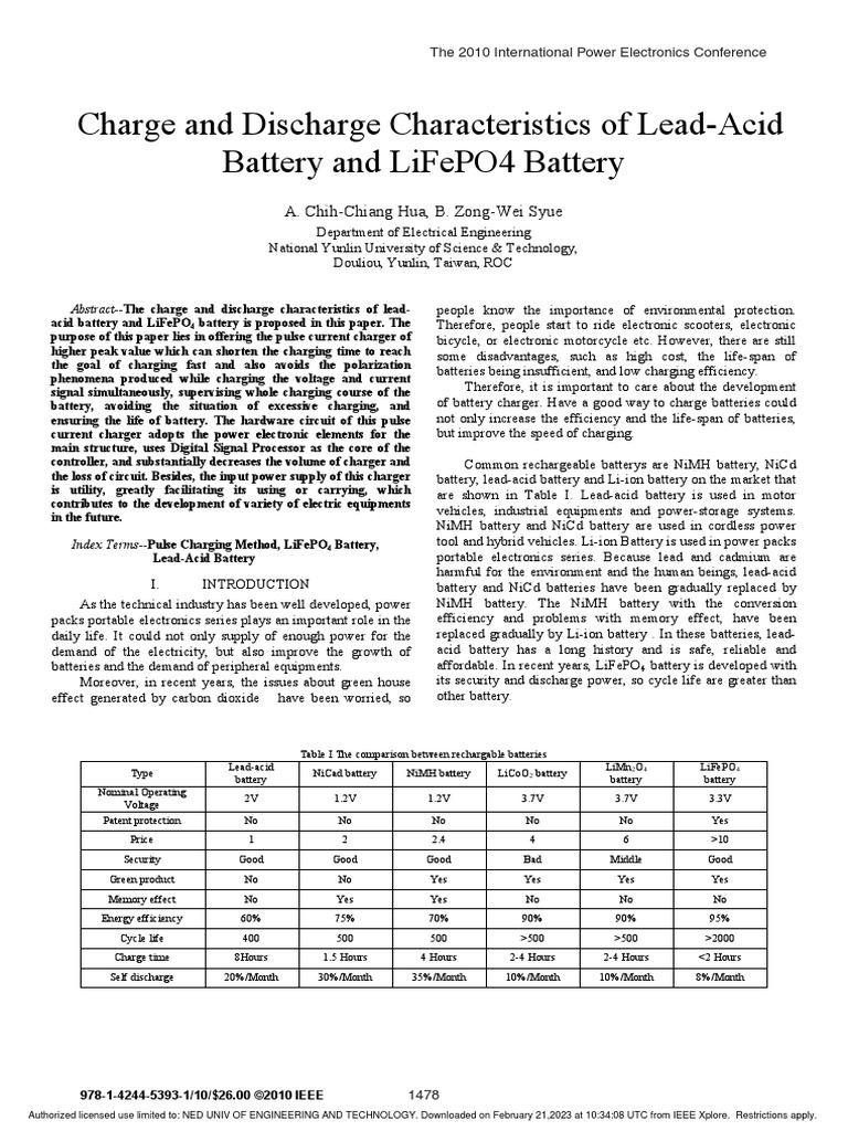 Lead-Acid Battery Charge/Discharge Analysis | PDF | Rechargeable ...