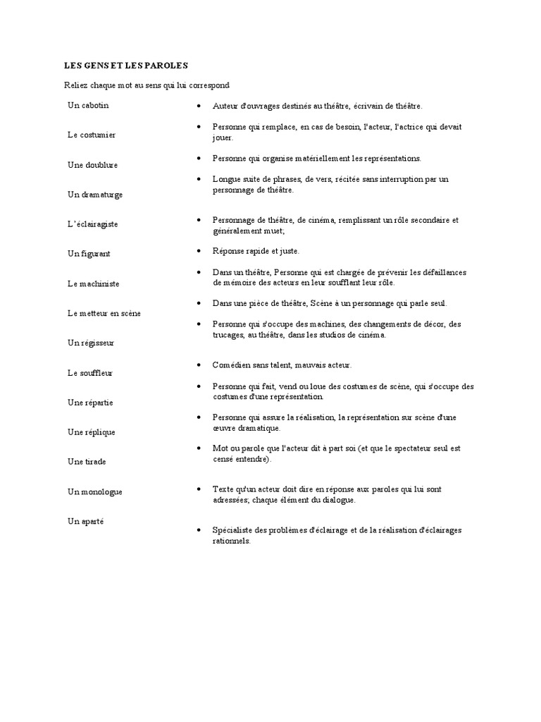 Le Vocabulaire Du Theatre | PDF | Théâtre | Acteur