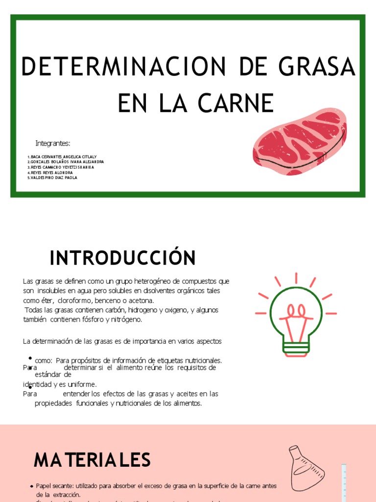 Determinacion de Grasa en La Carne | PDF | Ácido | gordo