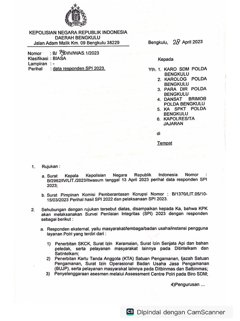 Data Responden Spi 2023 | PDF