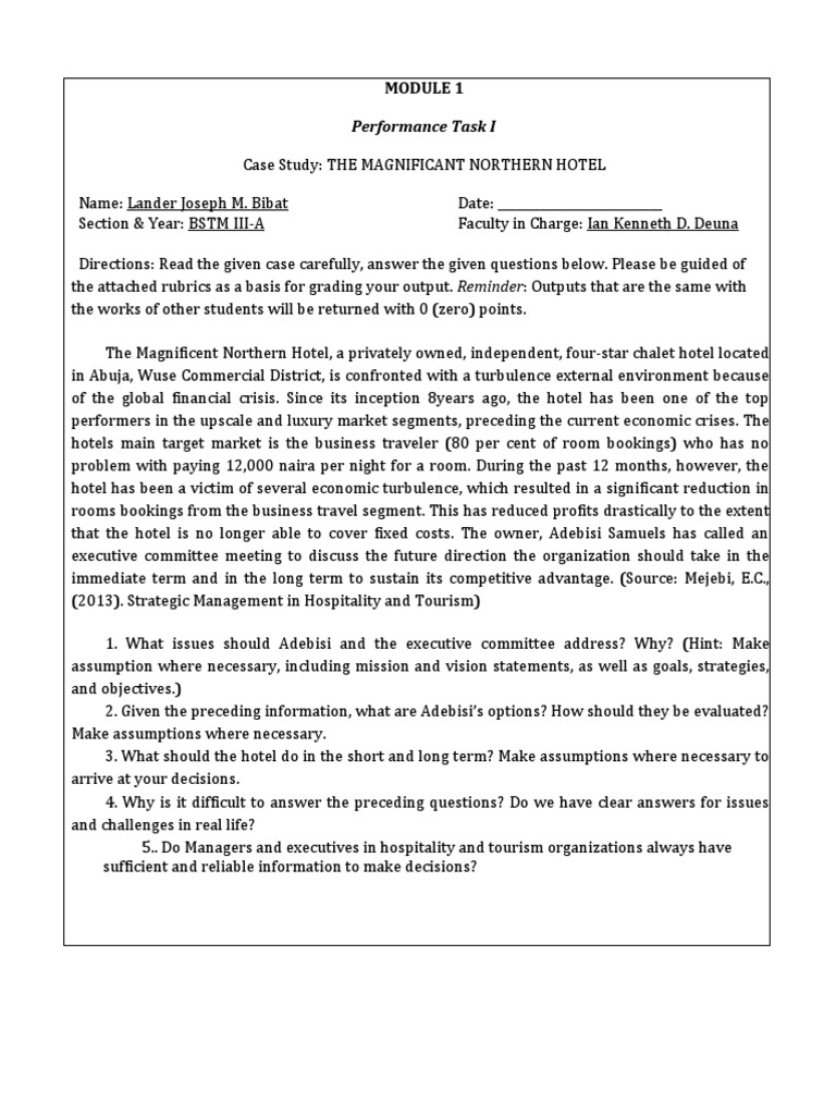 Module 1 Performance Task | PDF | Strategic Management | Business Economics