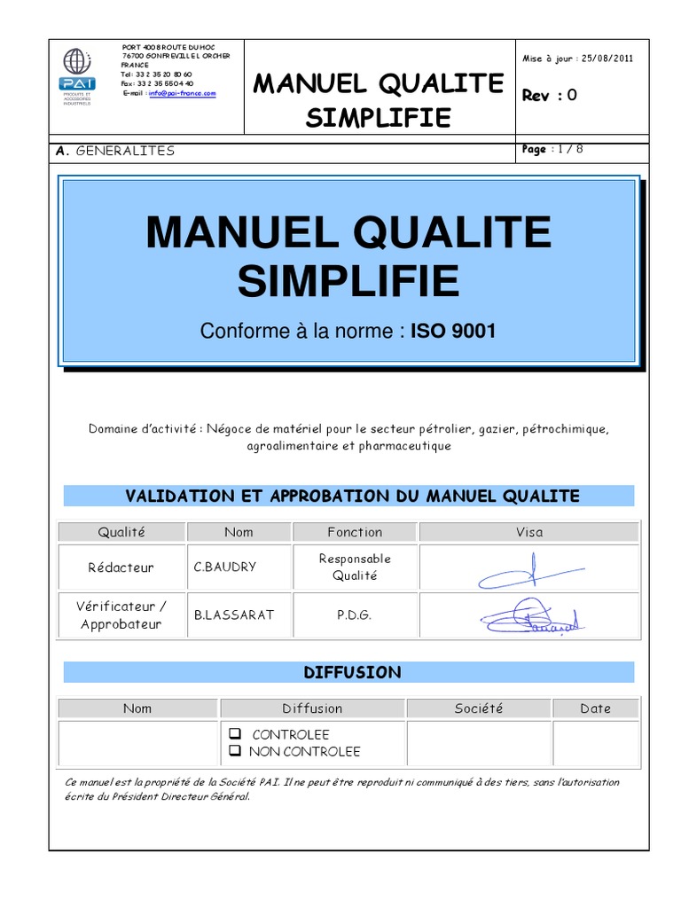 Manuel Qualite Simplifie | PDF | Management de la qualité | Système de ...