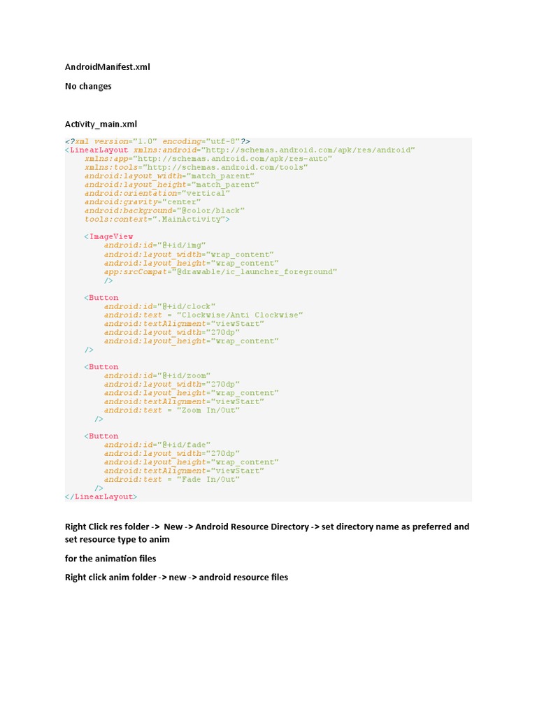 Animation Android Code | PDF | Android (Operating System) | Directory (Computing)
