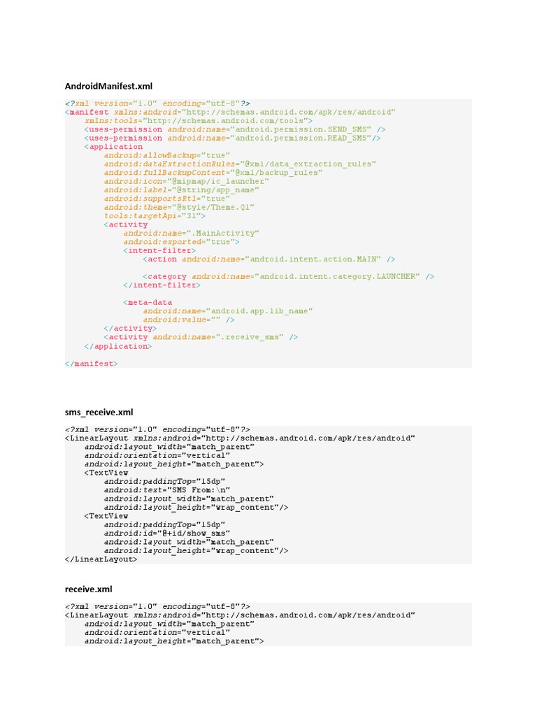 Androidmanifest - XML: Manifest Uses-Permission Uses-Permission Application | PDF | Android ...