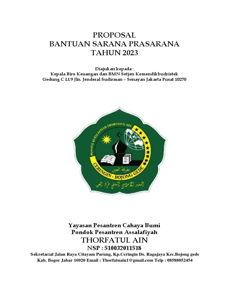 Proposal Sarana Prasarana Kemenag 2023 | PDF