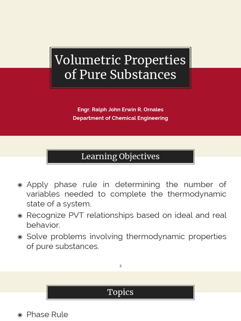 Volumetric Properties of Pure Substances | PDF | Phase Rule | Gases