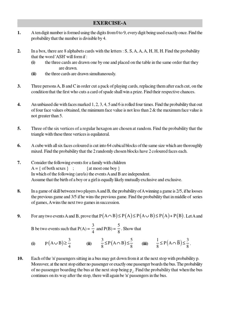 Probability-04 - Exercise | PDF | Probability | Mathematics