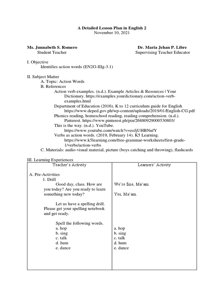 Detailed Lesson Plan Sample | Download Free PDF | Lesson Plan | Pedagogy