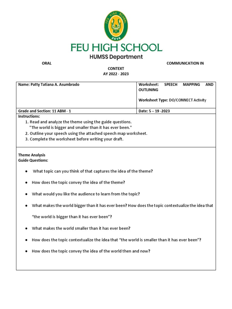 Do - Connect - Speech Mapping and Outlining | PDF | Communication | Human Communication