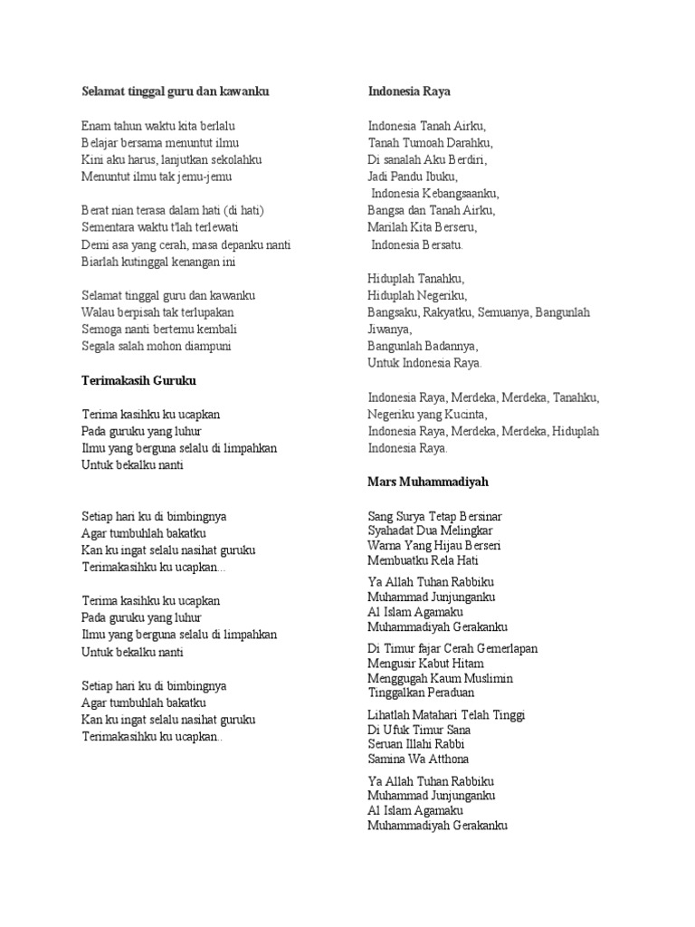 Lirik Lagu Perpisahan Sekolah 6 Tahun Pdf