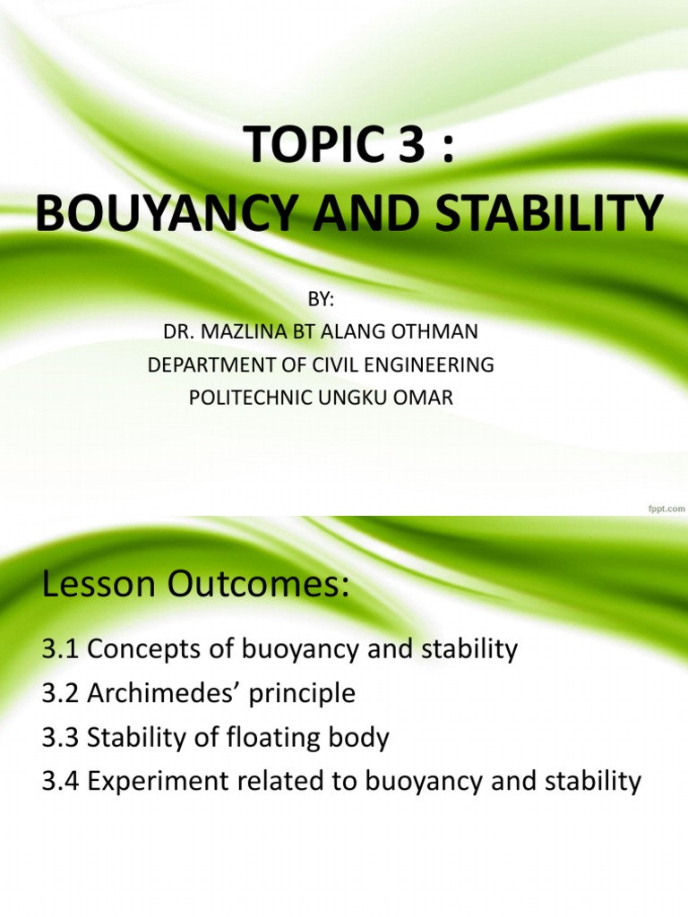 Topic 3 Bouyancy and Stability | PDF | Buoyancy | Metrology