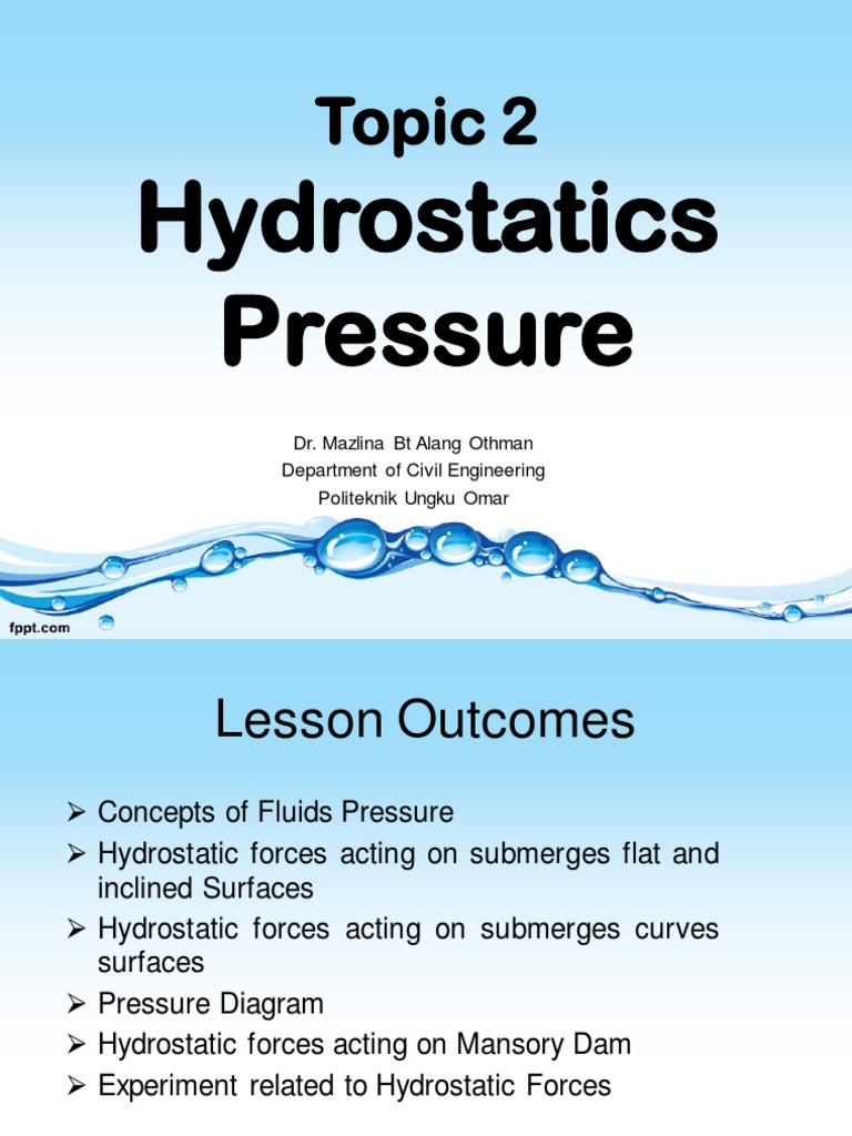 Topc 2 Hydrostatic Pressure Student Pdf Pressure Dam