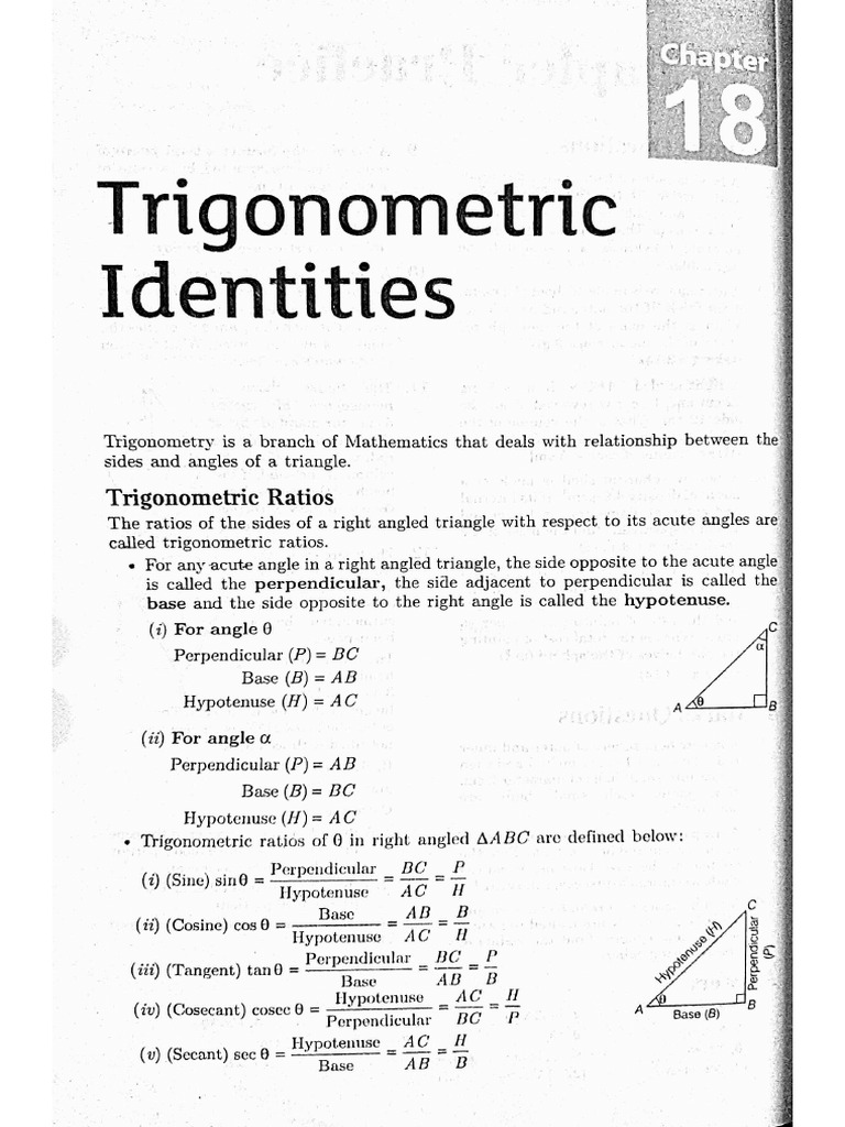 Trigonometry, Notes and Question Bank | PDF