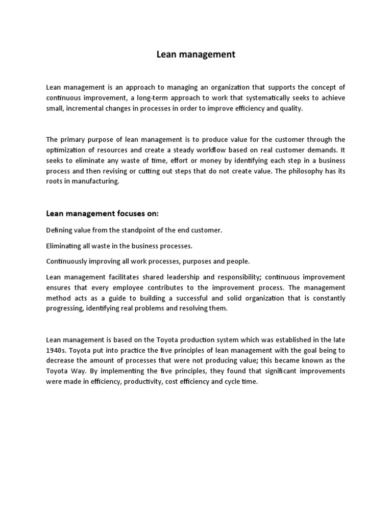 Lean Management | PDF | Lean Manufacturing | Business Process