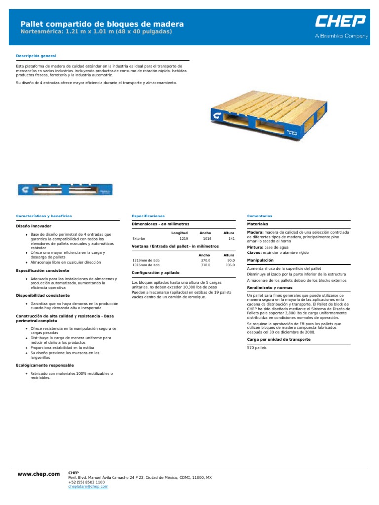 Pooled Wood Block Pallet North America 48 x 40 inches | PDF | Madera ...