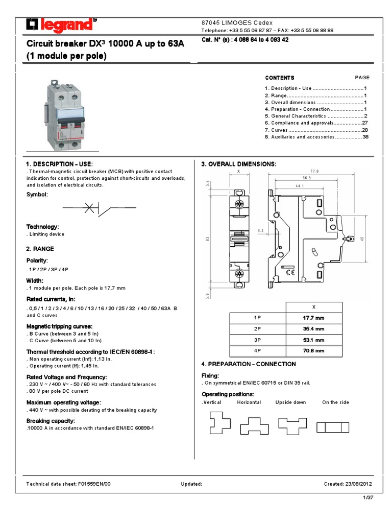 DX3 (0.5A - 63A) (10-16ka) Curva (B - C) | PDF | Electrical Engineering ...