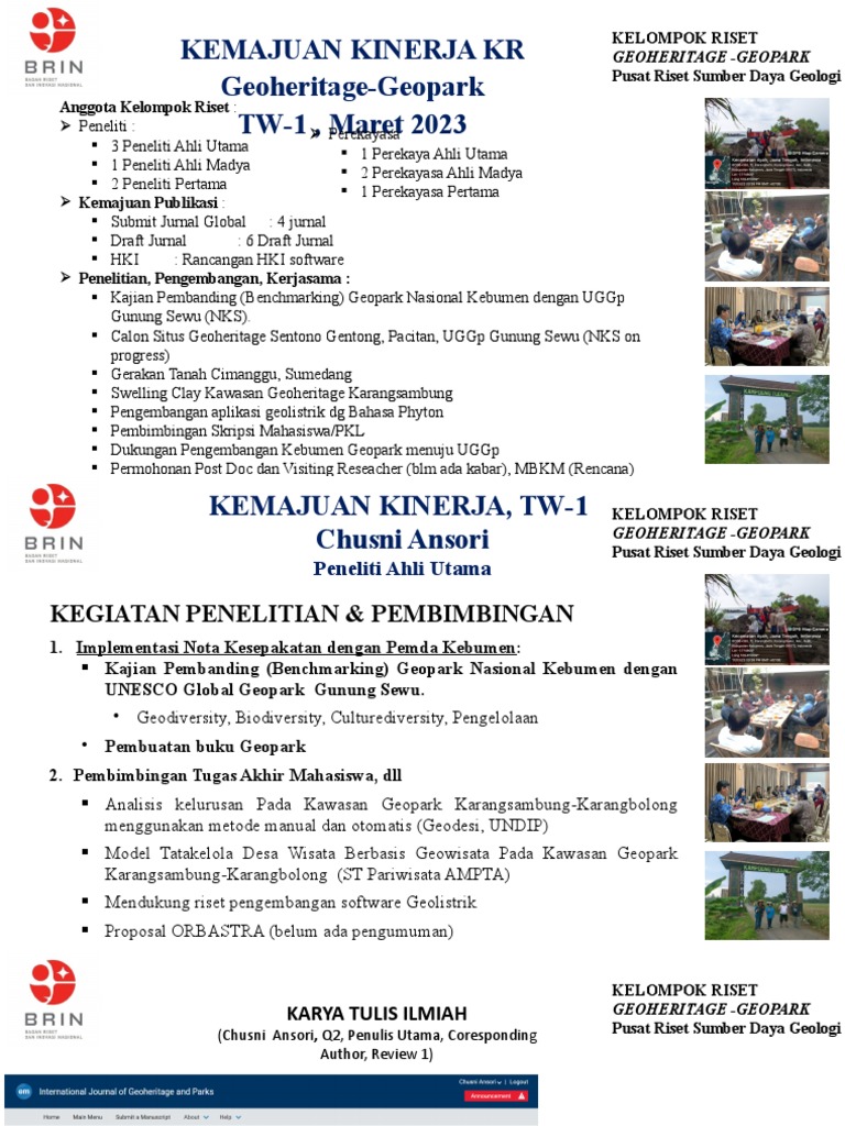 K R Geoheritage-Geopark, Monev TW12023-Rev DH | PDF | Sains & Matematika