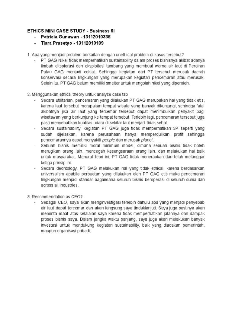 Ethics Case Study | PDF
