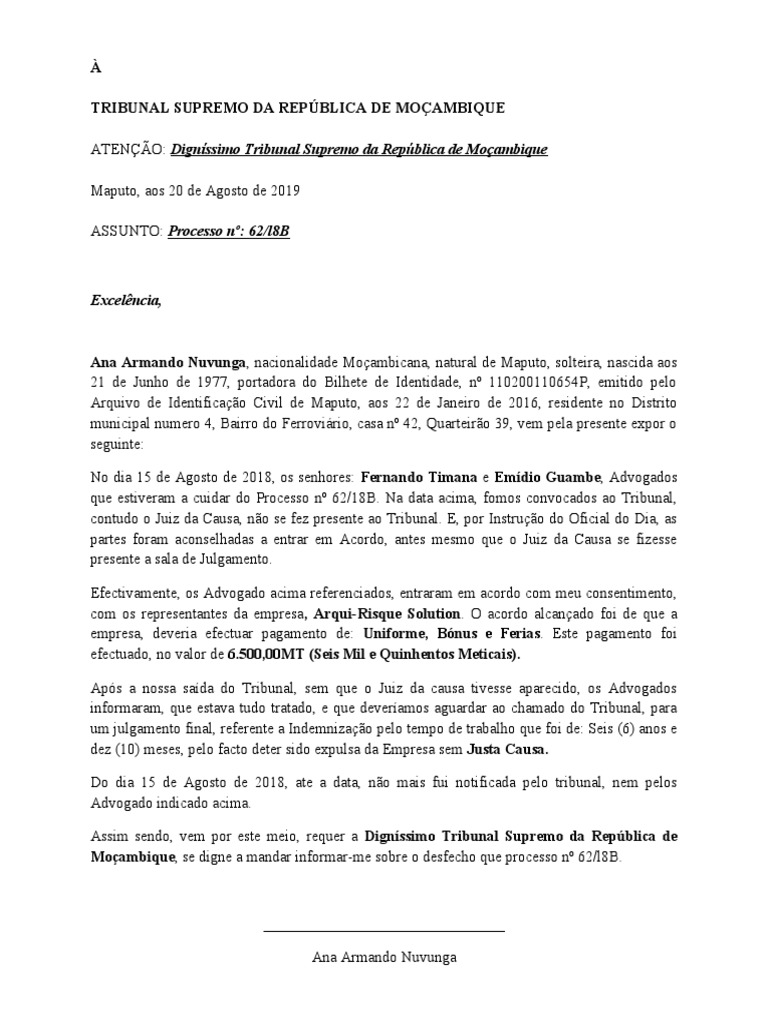 Tribunal Supremo Da República de Moçambique | PDF